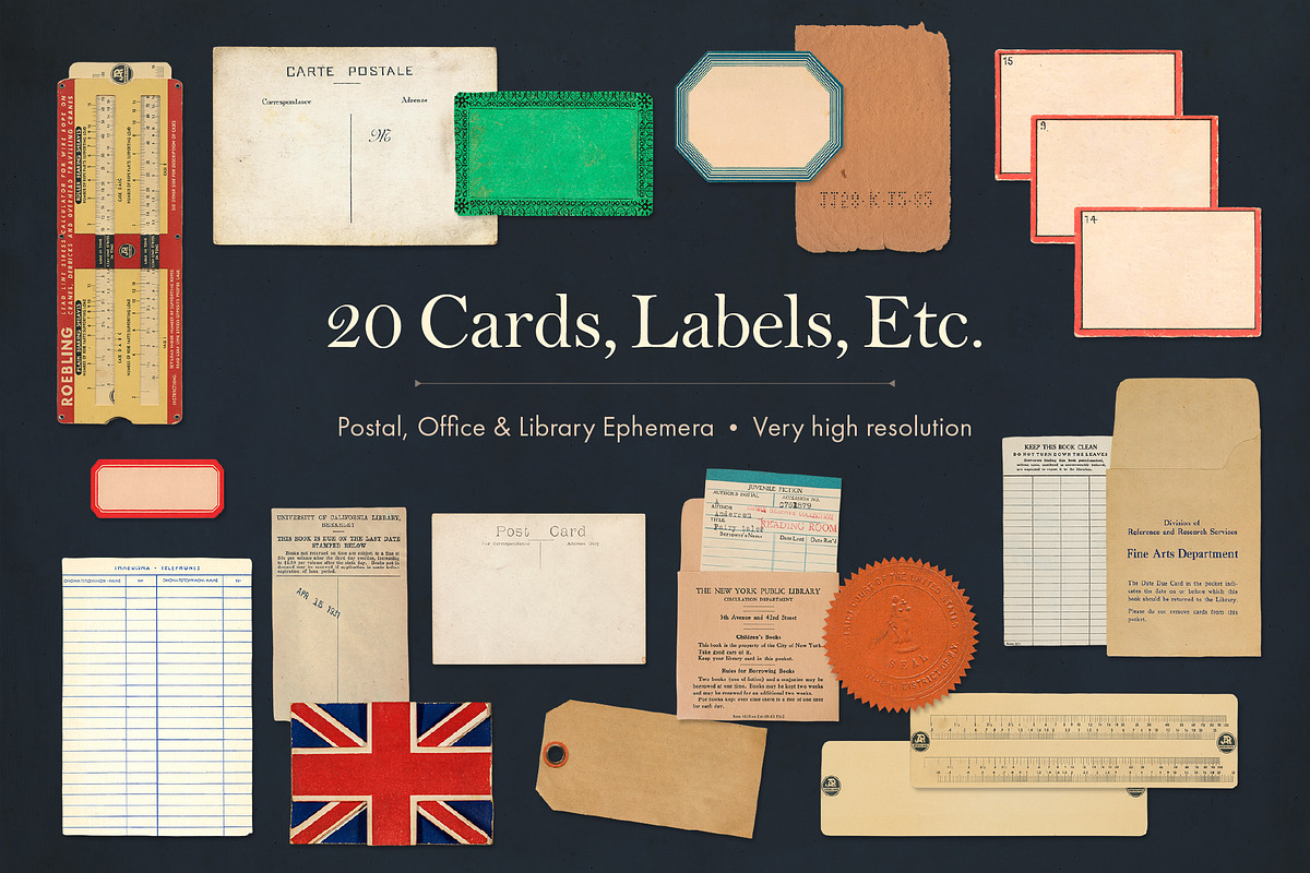 165 Vintage Paper Ephemera Vol. 1, an Object Graphic by The Object Atlas