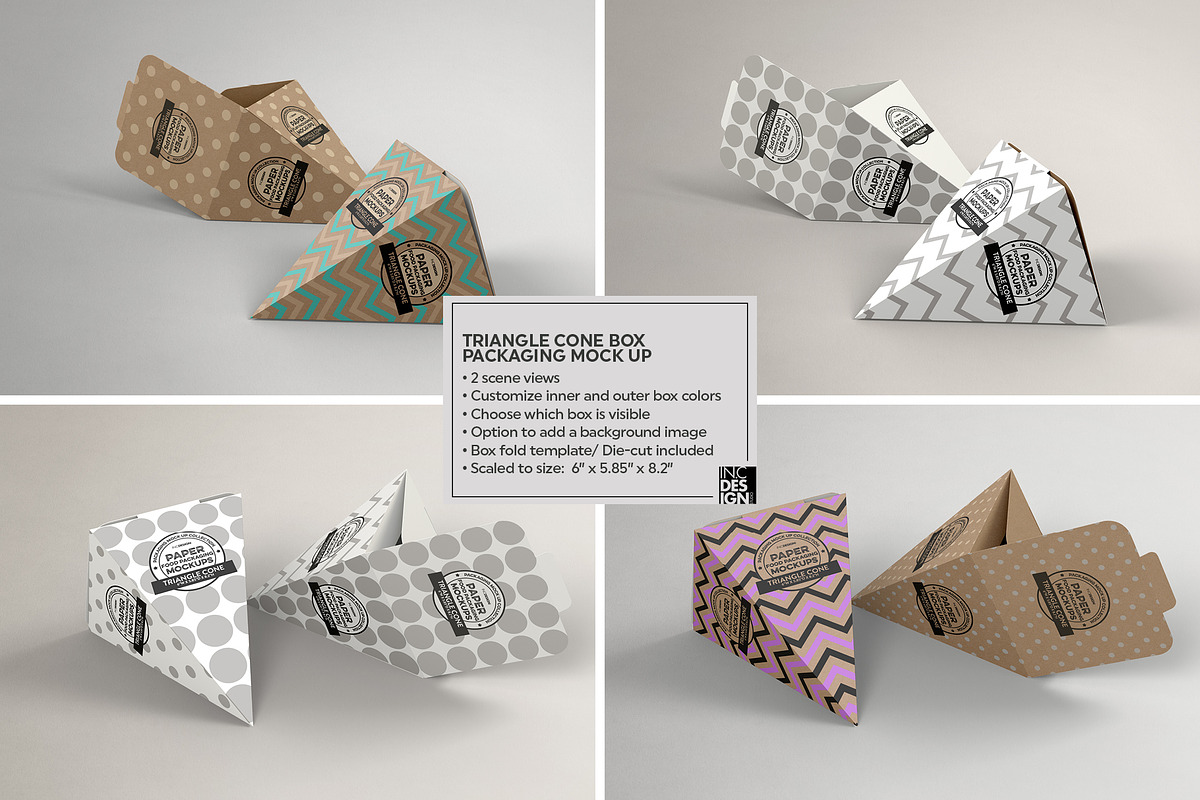Triangle Cone Box Mockup, a Packaging Mockup by INCDesign