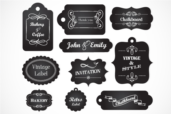 Chalkboard Vintage Labels & elements, a Graphic by Marish