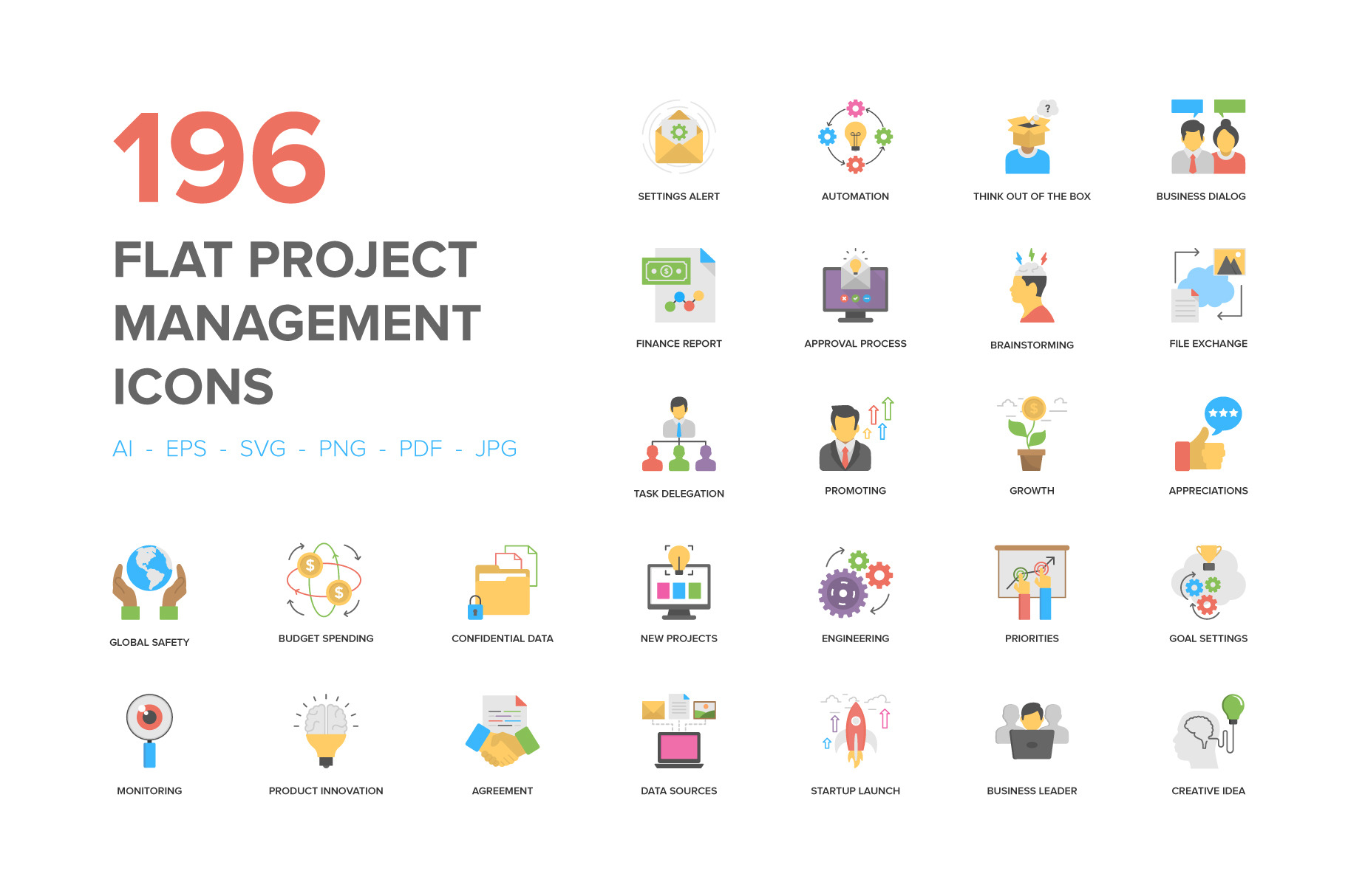 Flat Project Management Icons, an Icon by Creative Stall