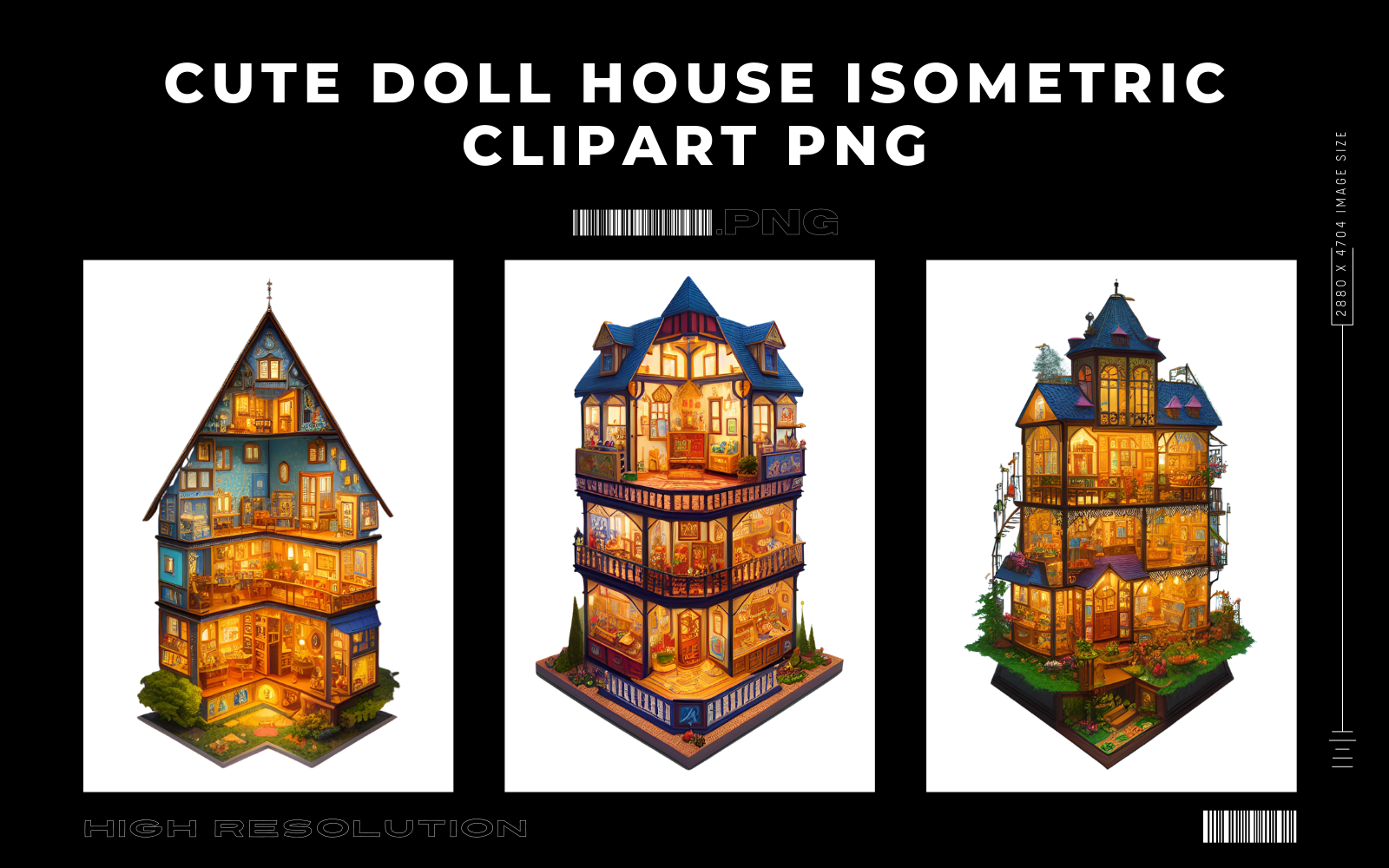 Cute Doll House Isometric Clipart, a Graphic by Graphicspixel