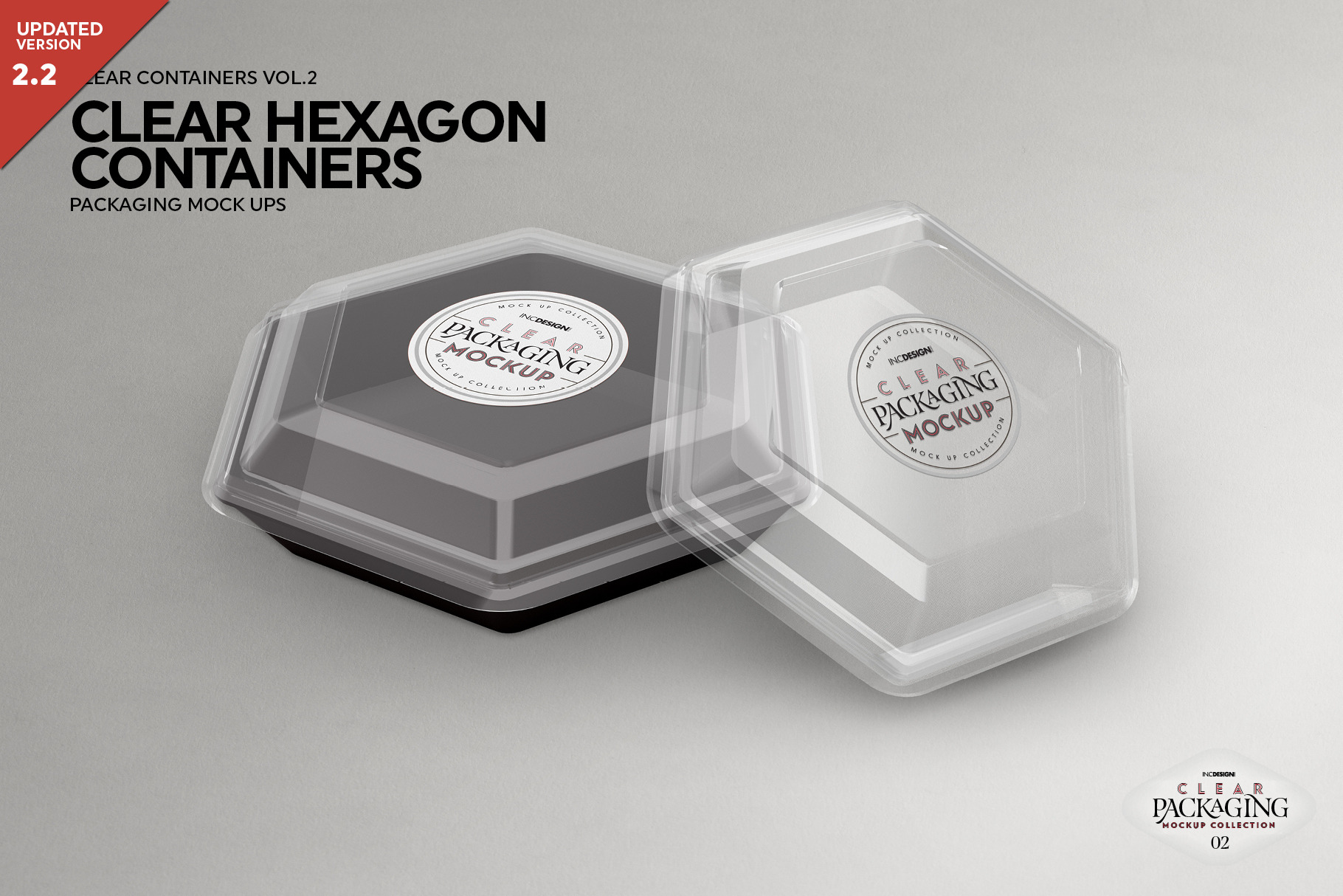 Clear Hexagon Containers Mockup, a Cups & Container Mockup by INCDesign