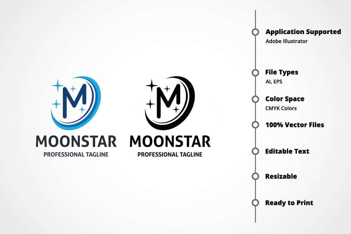 Letter M - Moon Star Logo, a Branding & Logo Template by Design_Planet ...
