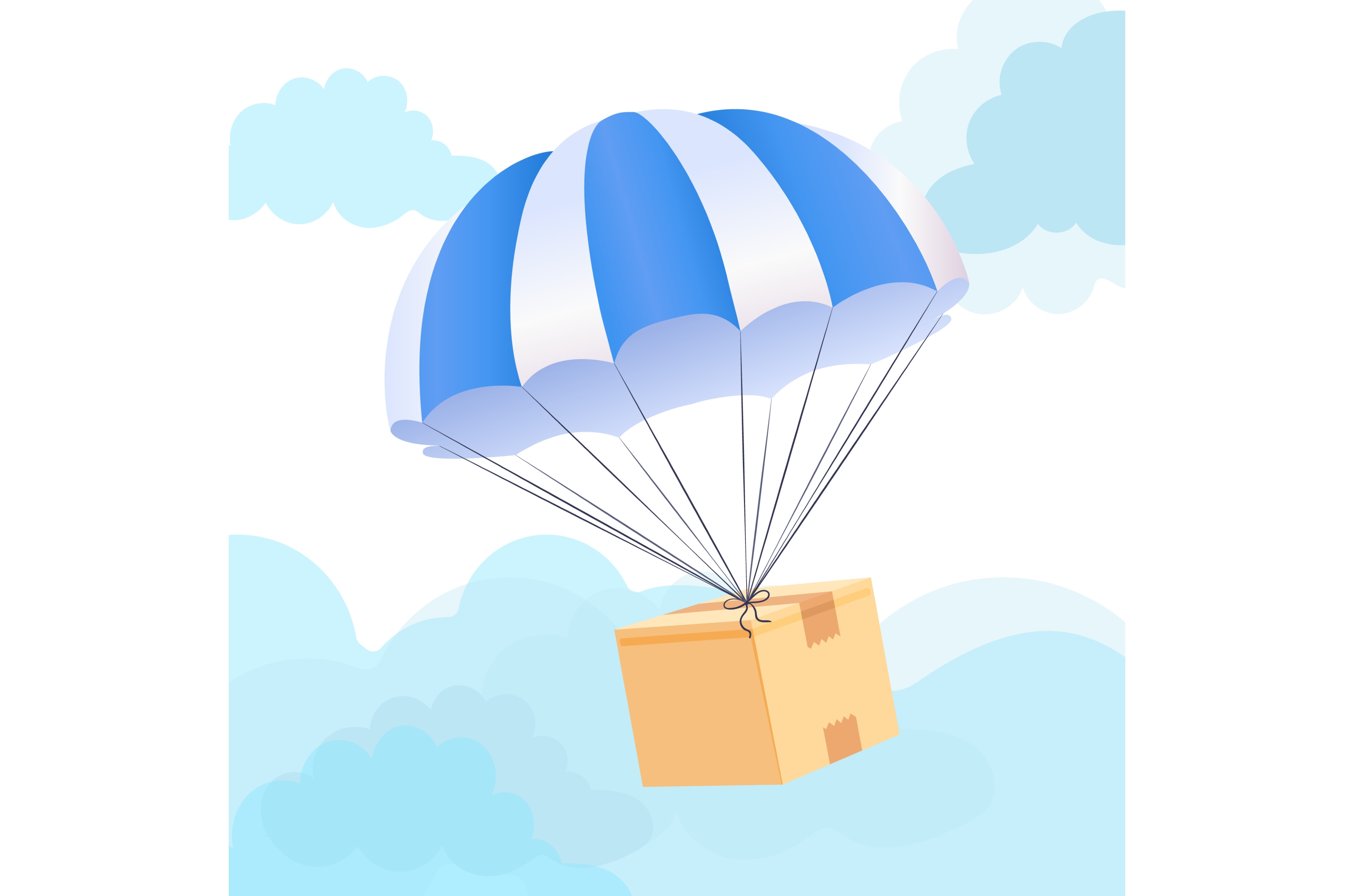 Parachute box delivery concept. Send, a Transportation Illustration by ...