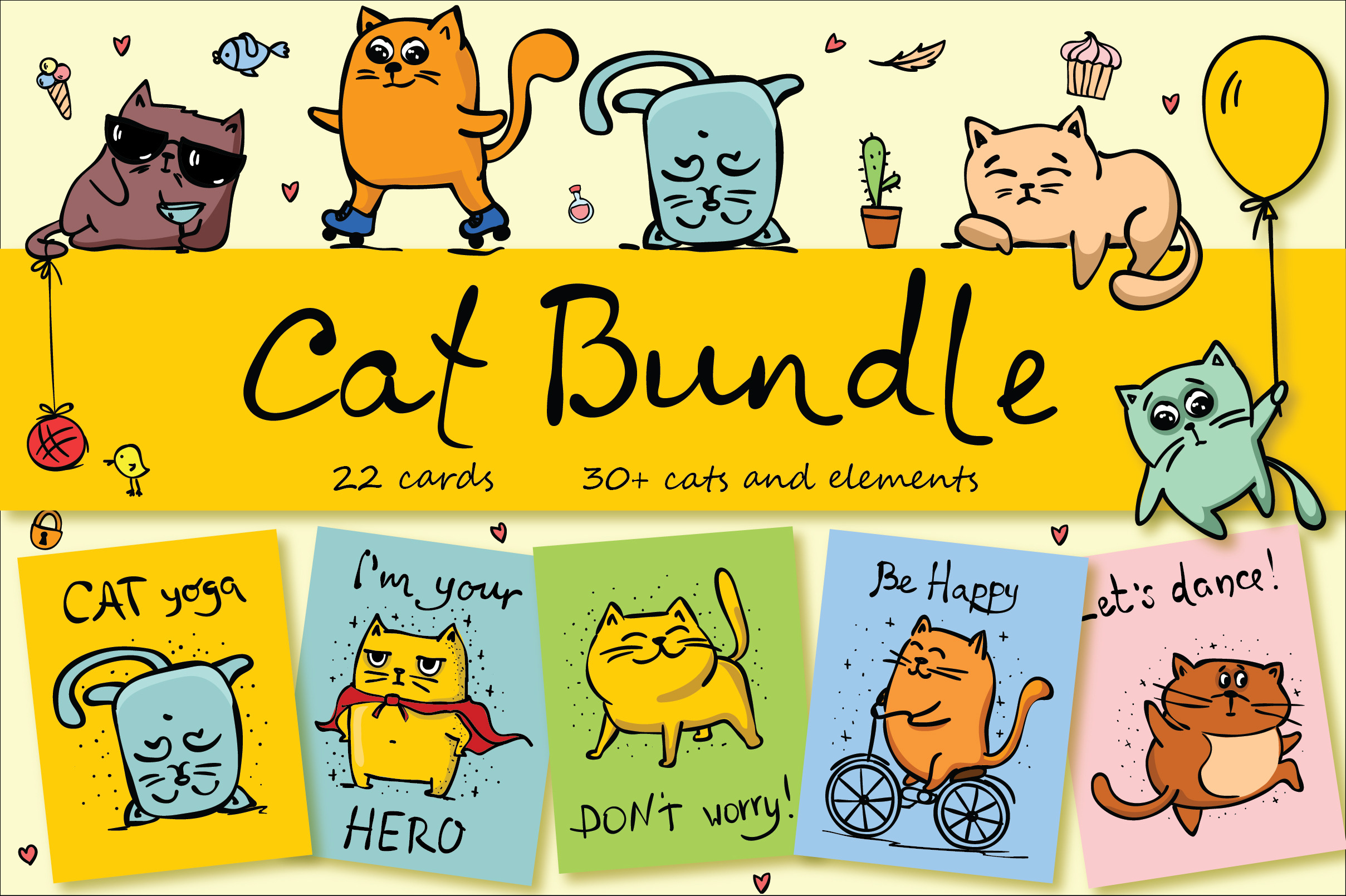 Big CAT Bundle, an Animal Illustration by Virinaflora