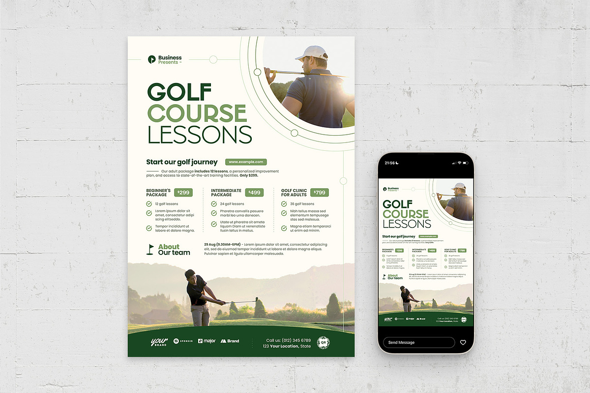 Golf Lessons Flyer Template, a Flyer Template by BrandPacks