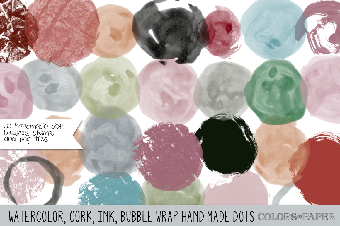 Assorted Dots Brushes/Stamps/Png, a Texture Illustration by Colors on Paper