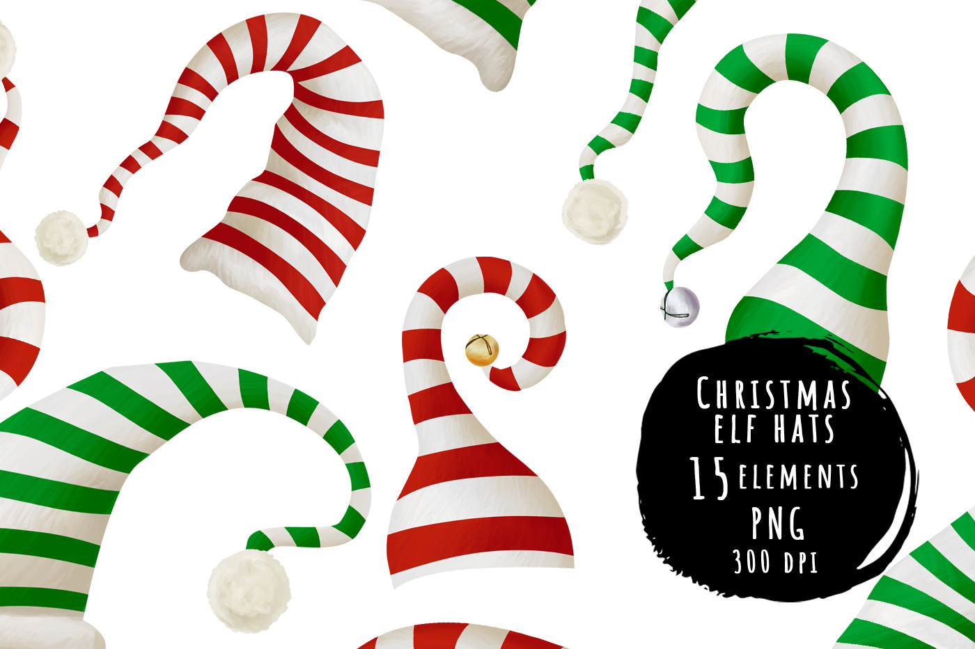 Drawn Traditional Christmas Elf Hats, an Illustration by Julia_Raketic