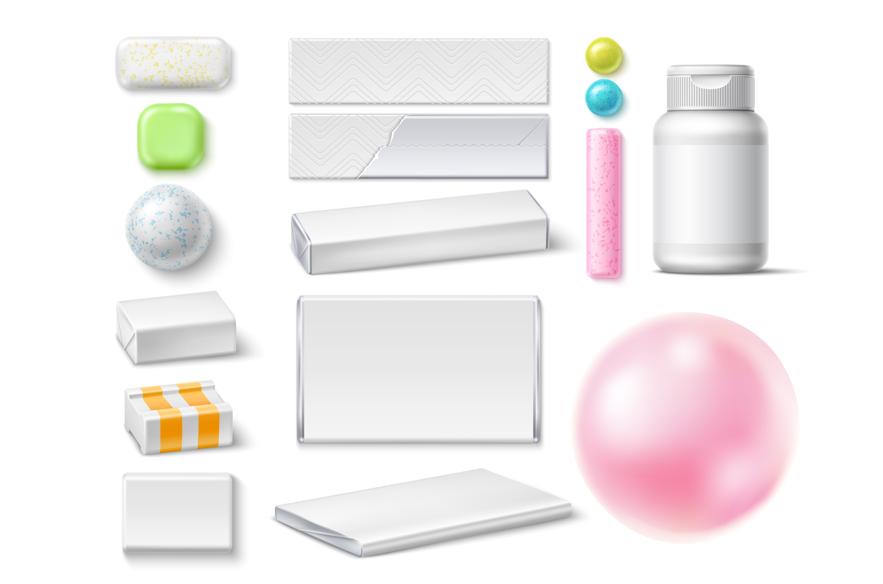 Realistic chewing gum. Different, a Food Illustration by Vectorbuum