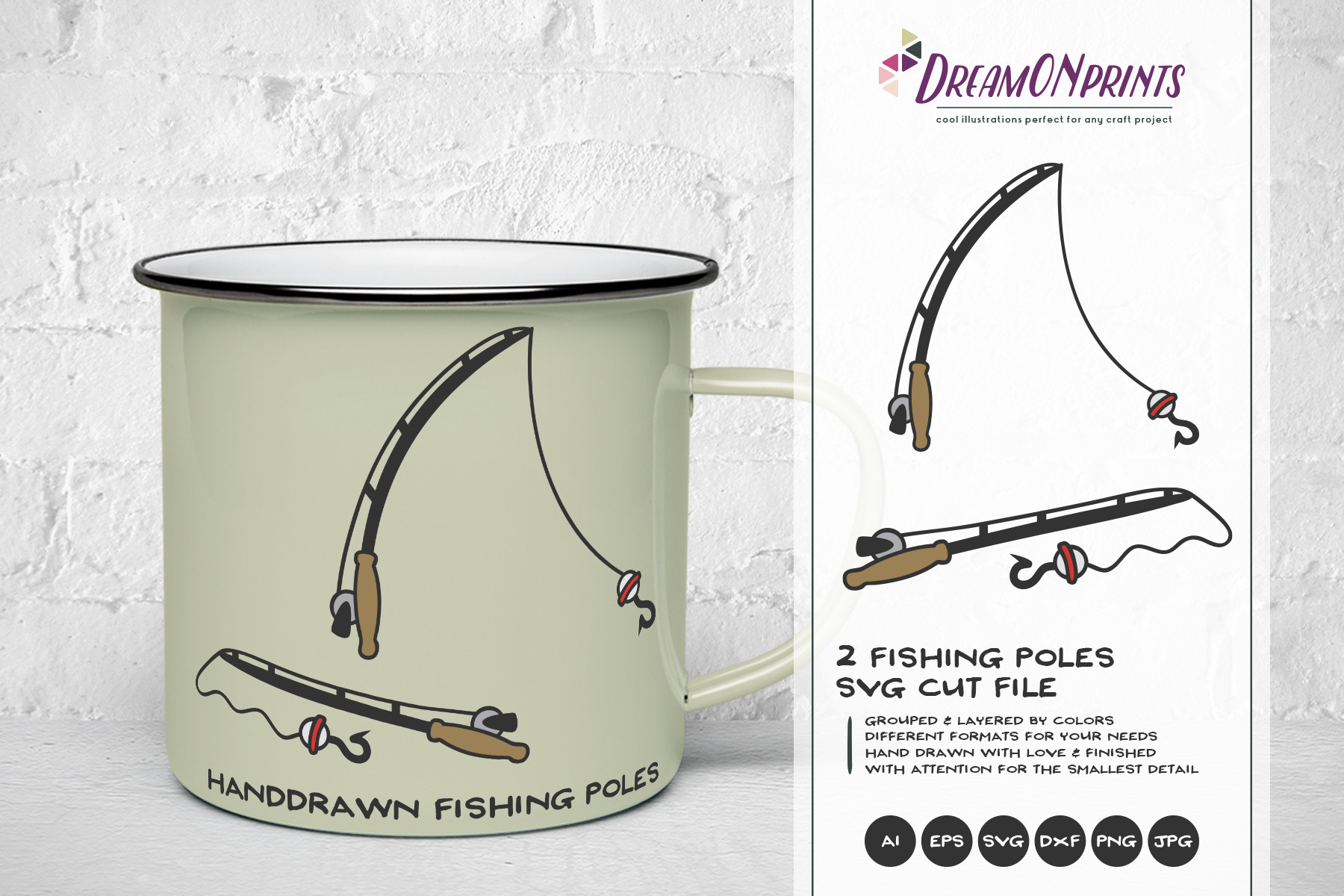 Fishing Pole SVG Vector - Fishing, an Illustration by DreamONprints