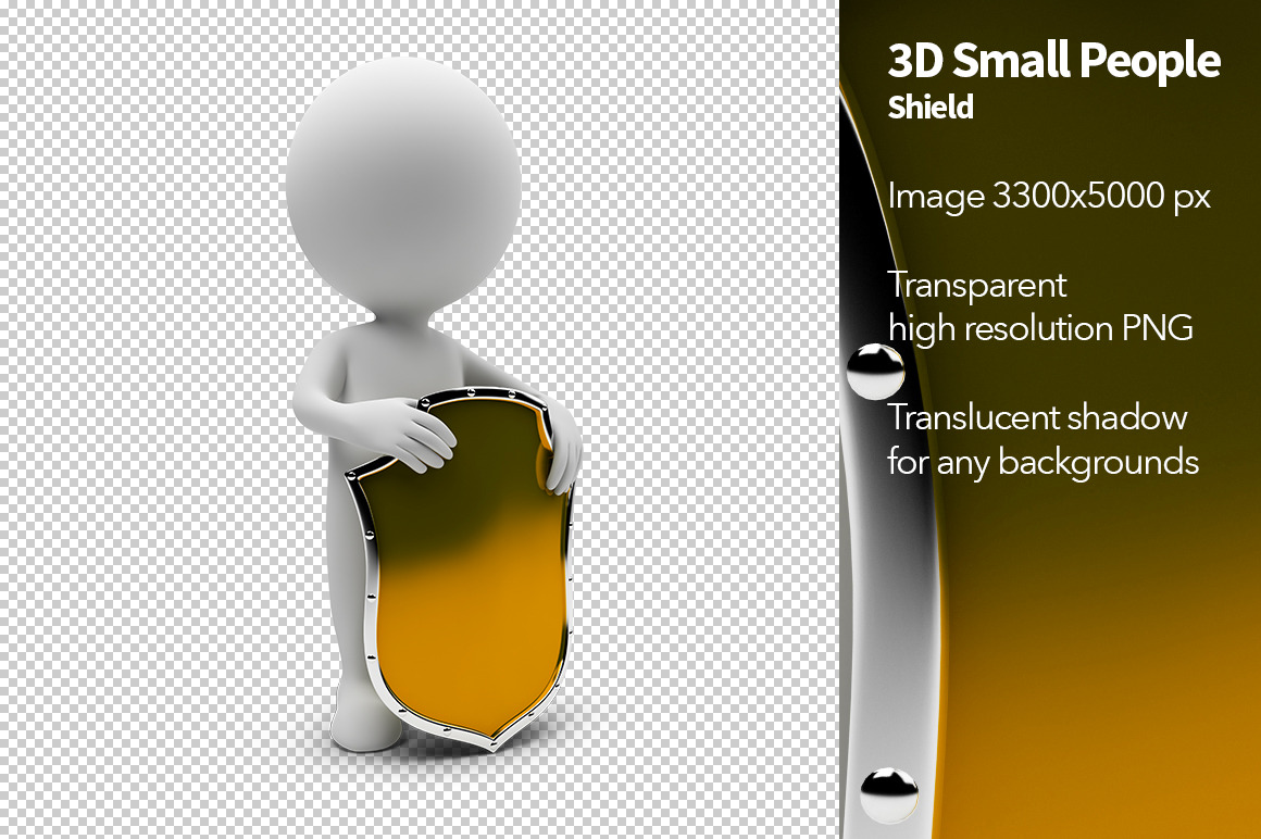 3D Small People - Shield, a Person Illustration by Anatoly Maslennikov