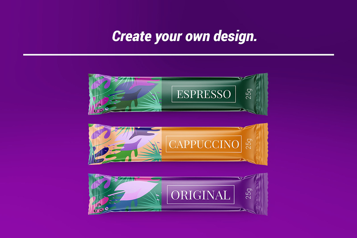 Stick sachet set mockup, a Cups & Container Mockup by ShooShooShop