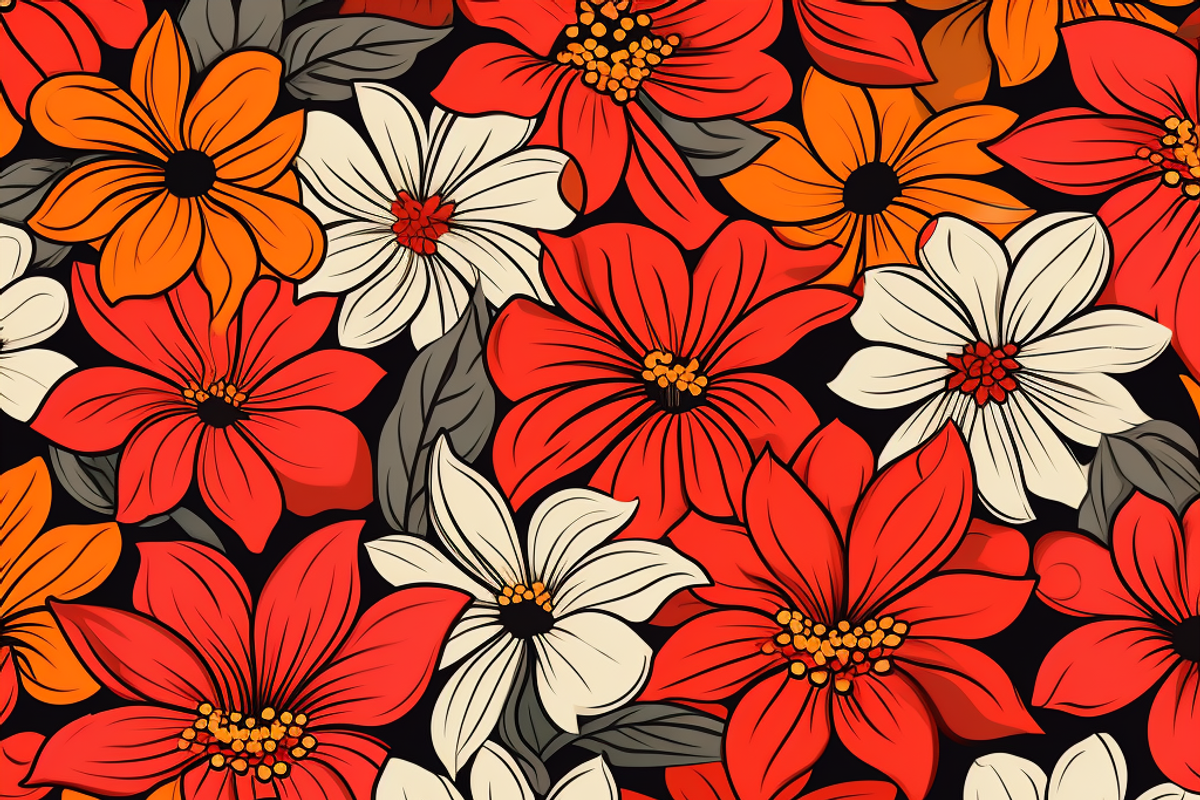 Red and Orange Floral Pattern