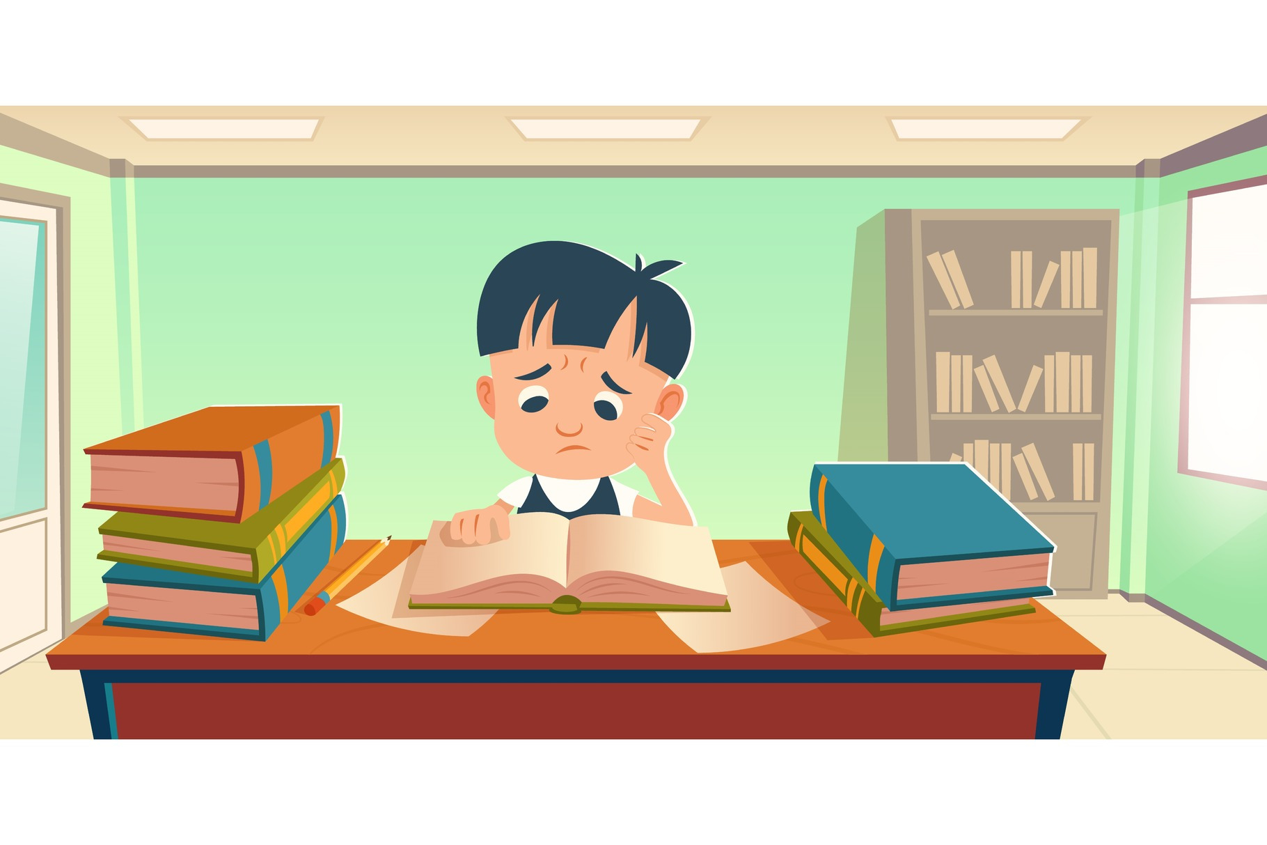 Tired sad student having stress of, an Education Illustration by art ...