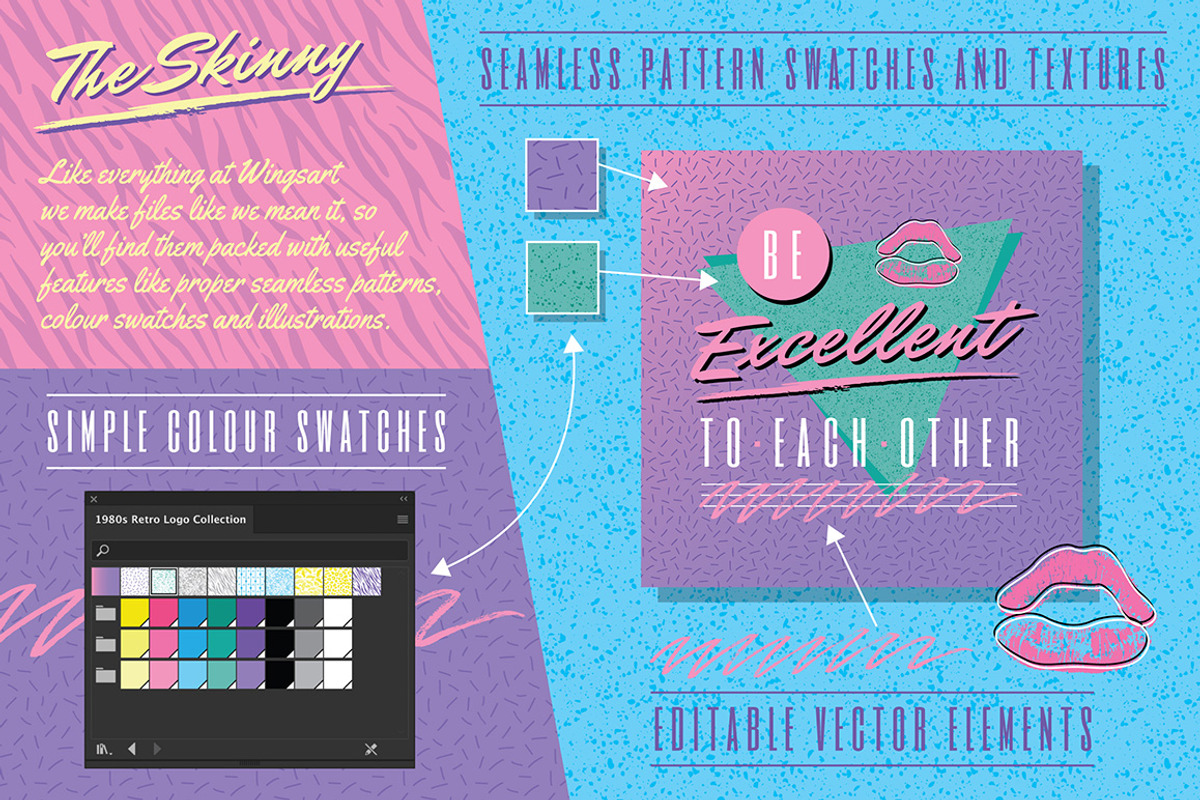 1980s Retro Logo Design Kit, a Texture Illustration by Wingsart Studio