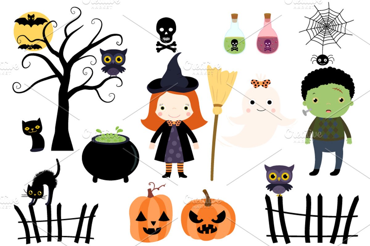 Halloween Kids in Costumes Clipart, an Illustration by Pravokrugulnik