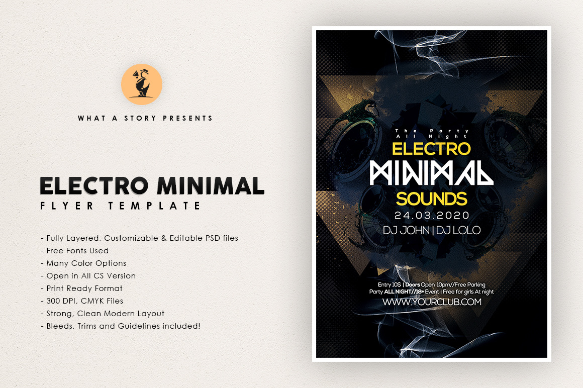 Electro Minimal, a Flyer Template by What a Story