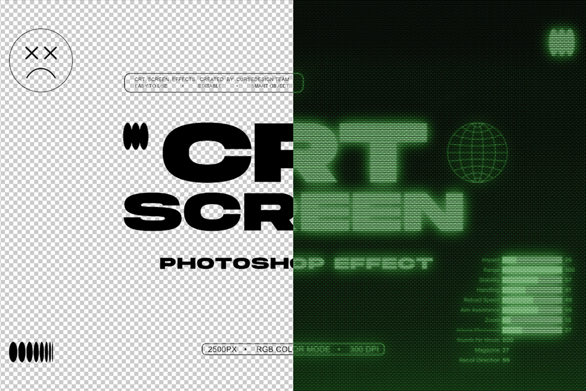 CRT Screen l Monitor Text Effects, a Layer Style Add-On by Cursedesign
