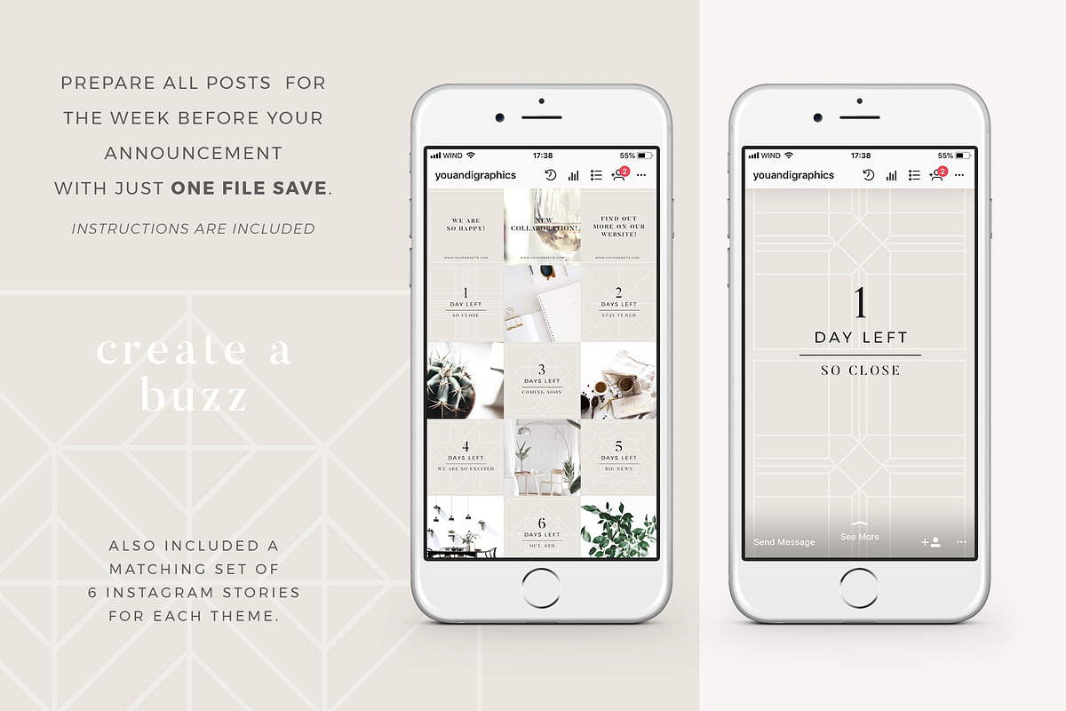 Countdown IG Posts and Stories, a Social Media Template by Youandigraphics