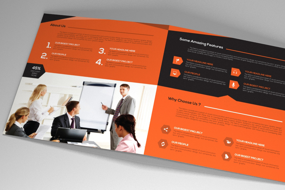 Indesign Brochure red-black theme, a Brochure Template by RudanStudio