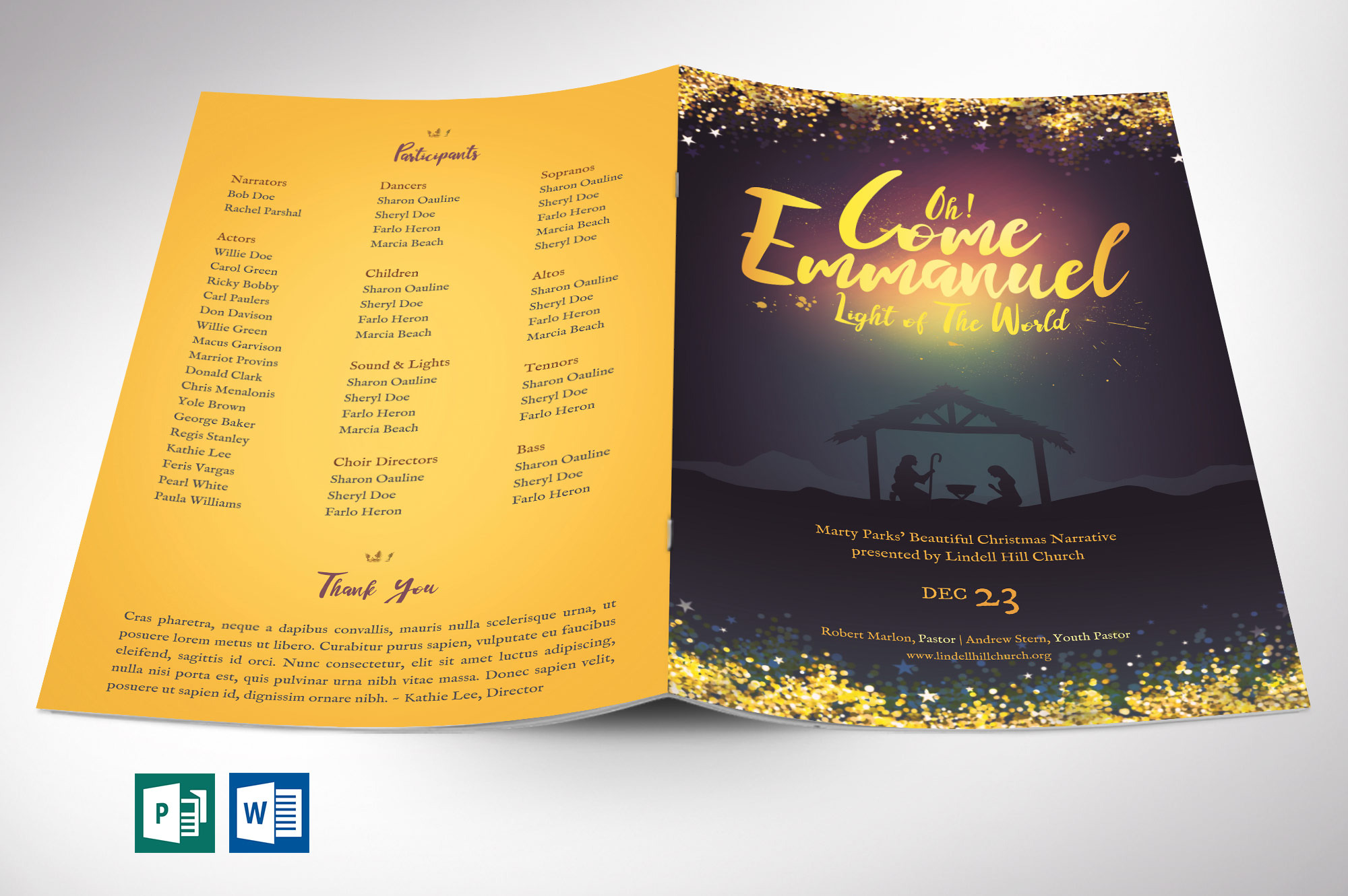 Emmanuel Christmas Program Word 4pgs, a Brochure Template by Godserv ...
