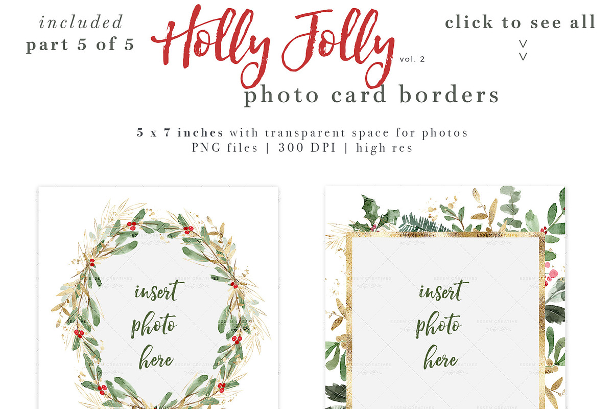 Watercolor Christmas Clipart Holly, an Illustration by Essem Creatives