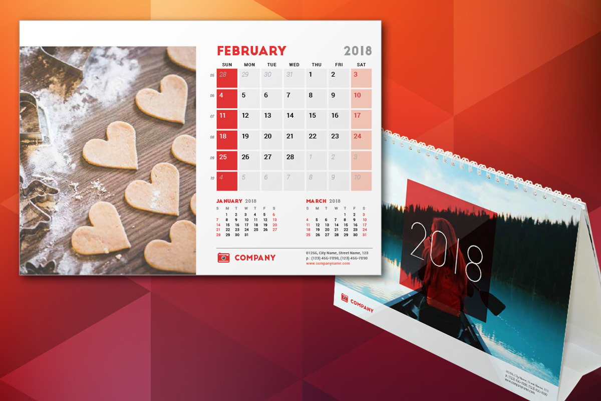 Desk Calendar 2018, a Stationery Template by AntartStock