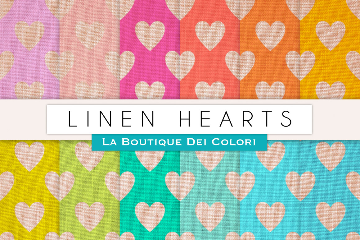 Linen Hearts Digital Papers, a Texture Graphic by La Boutique dei Colori