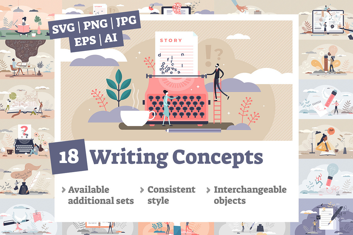 18 Writing Concepts, a Person Illustration by VectorMine