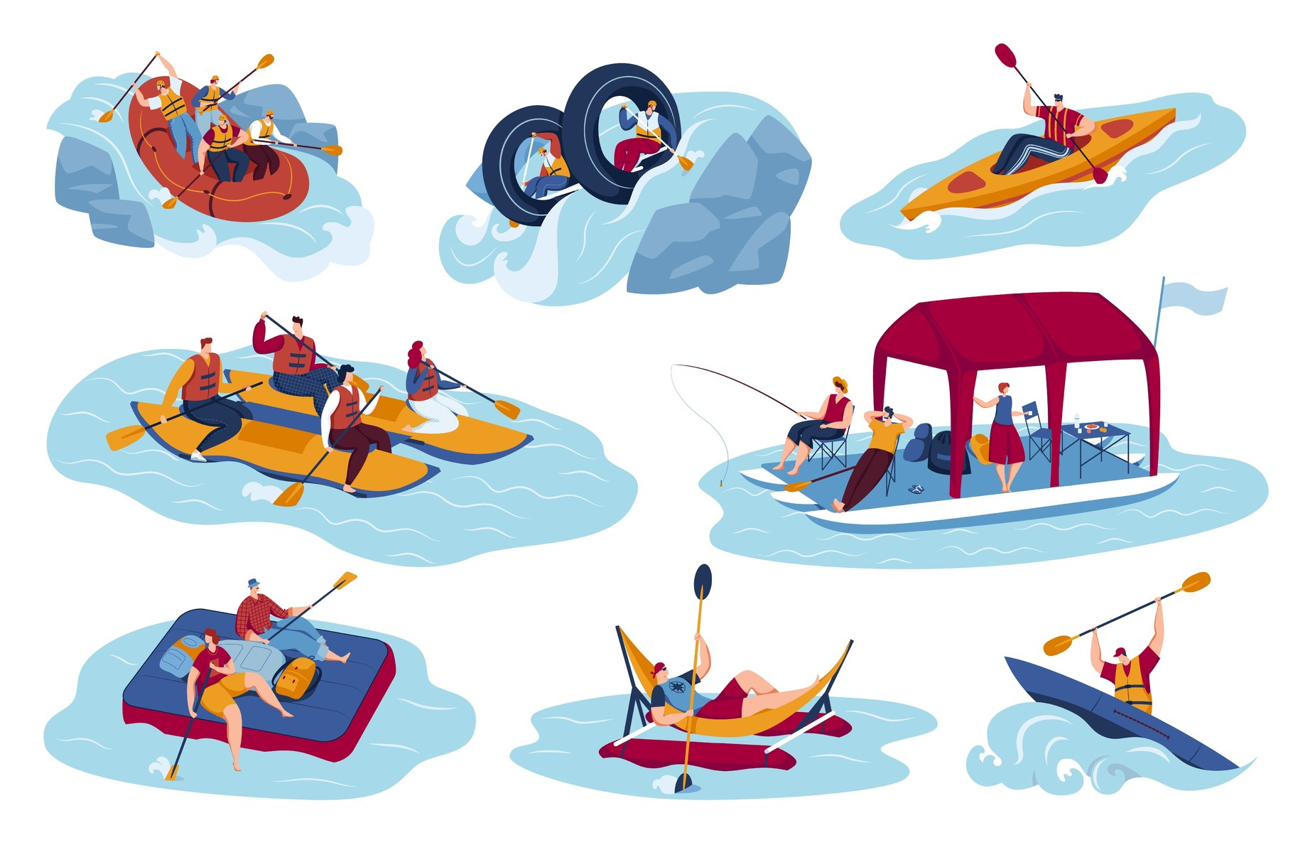 Water sport tourism vector, a Person Illustration by seahorsevector