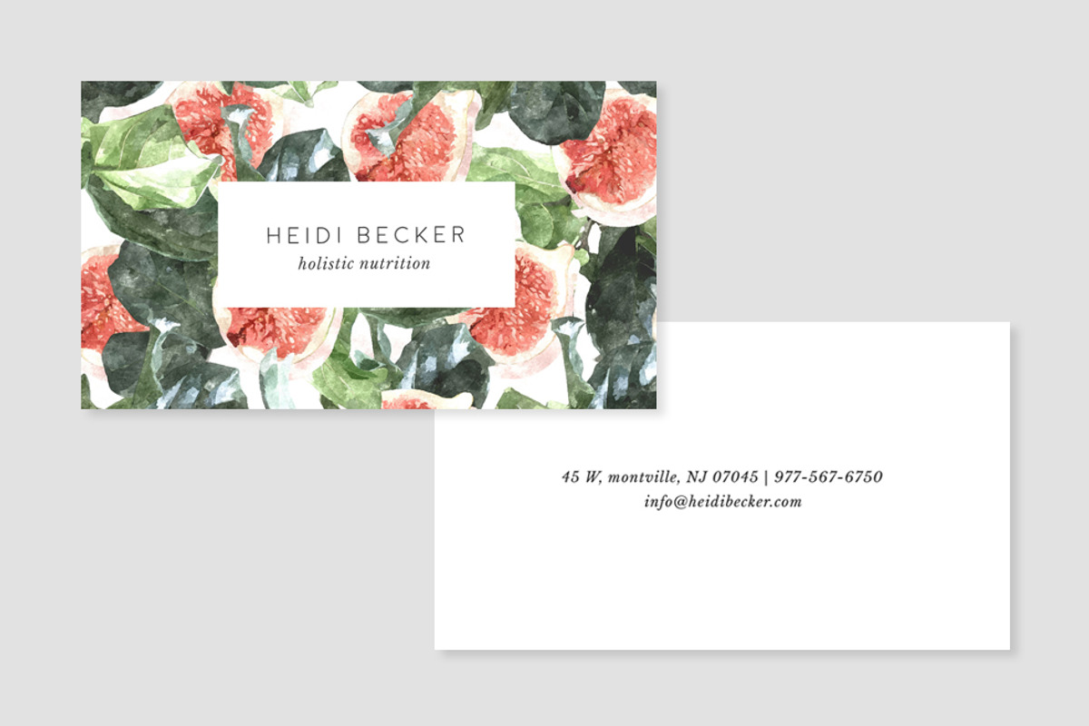 Watercolor Fig Pattern Business Card, a Business Card Template by Human ...