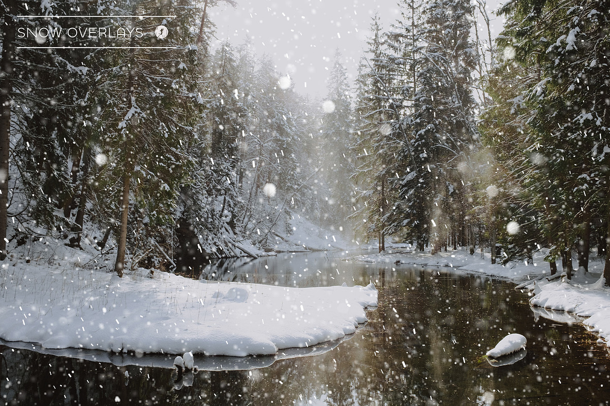 50 Realistic Snow Overlays, a Texture Graphic by Freezerondigital