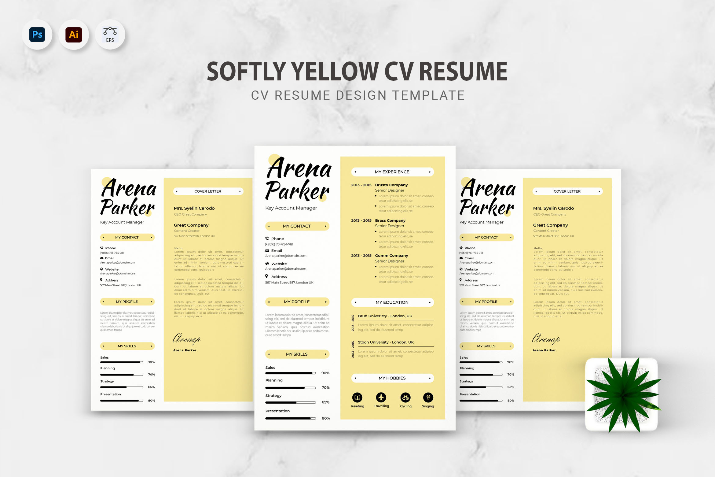 Softly Yellow CV Resume, a Resume Template by Fannan Studio