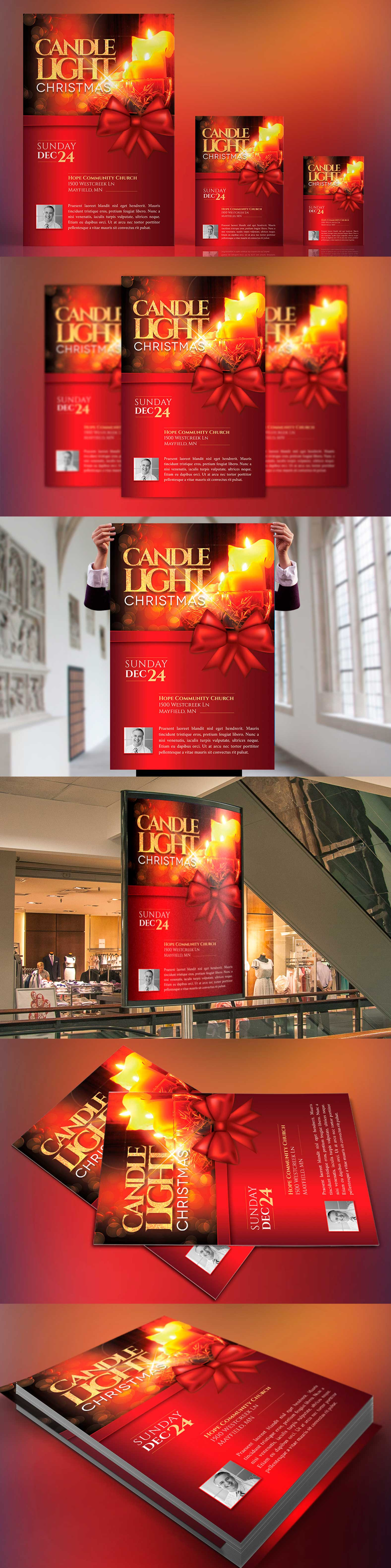 Christmas Candle Light Flyer Poster