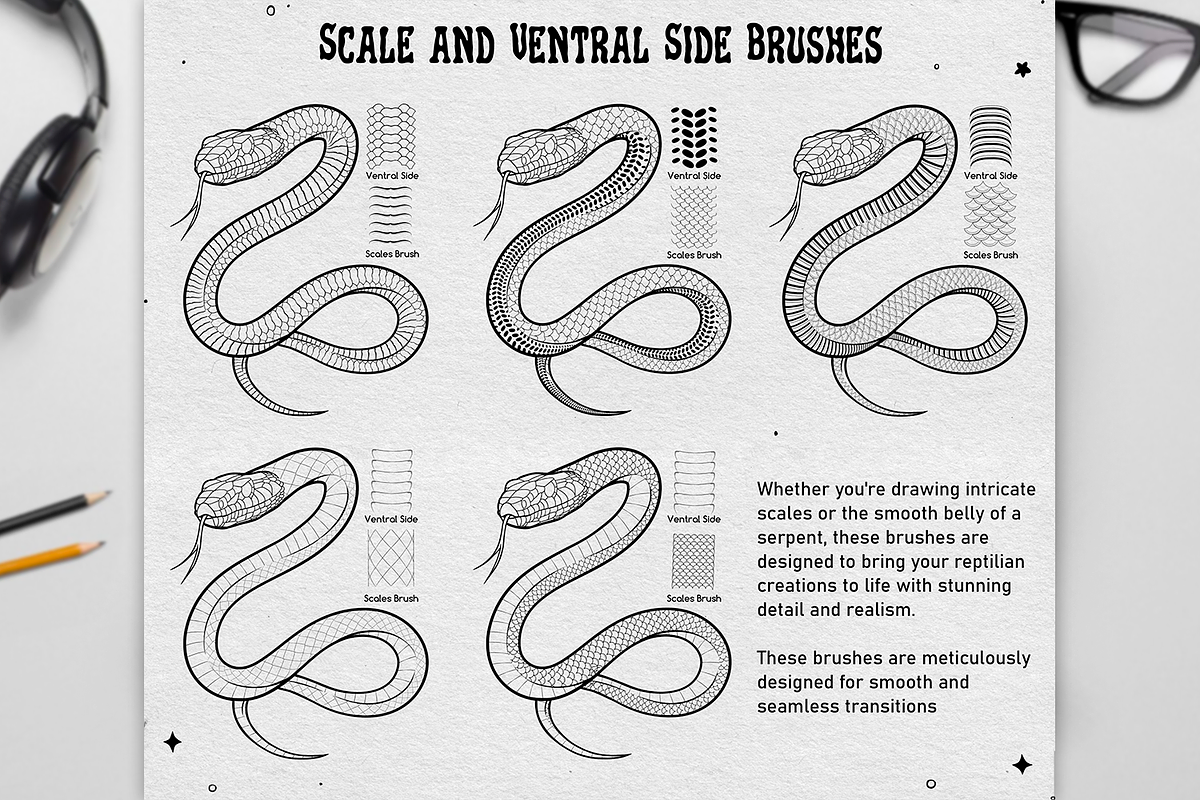 50 Snake Brushes for Procreate, a Brush Add-On by Disyukov