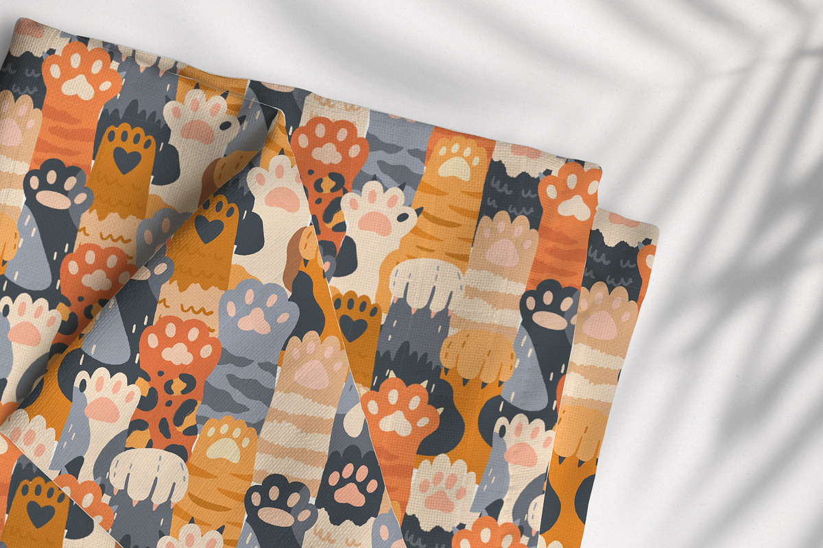 Cute cat paws seamless pattern, a Pattern Graphic by Good Studio