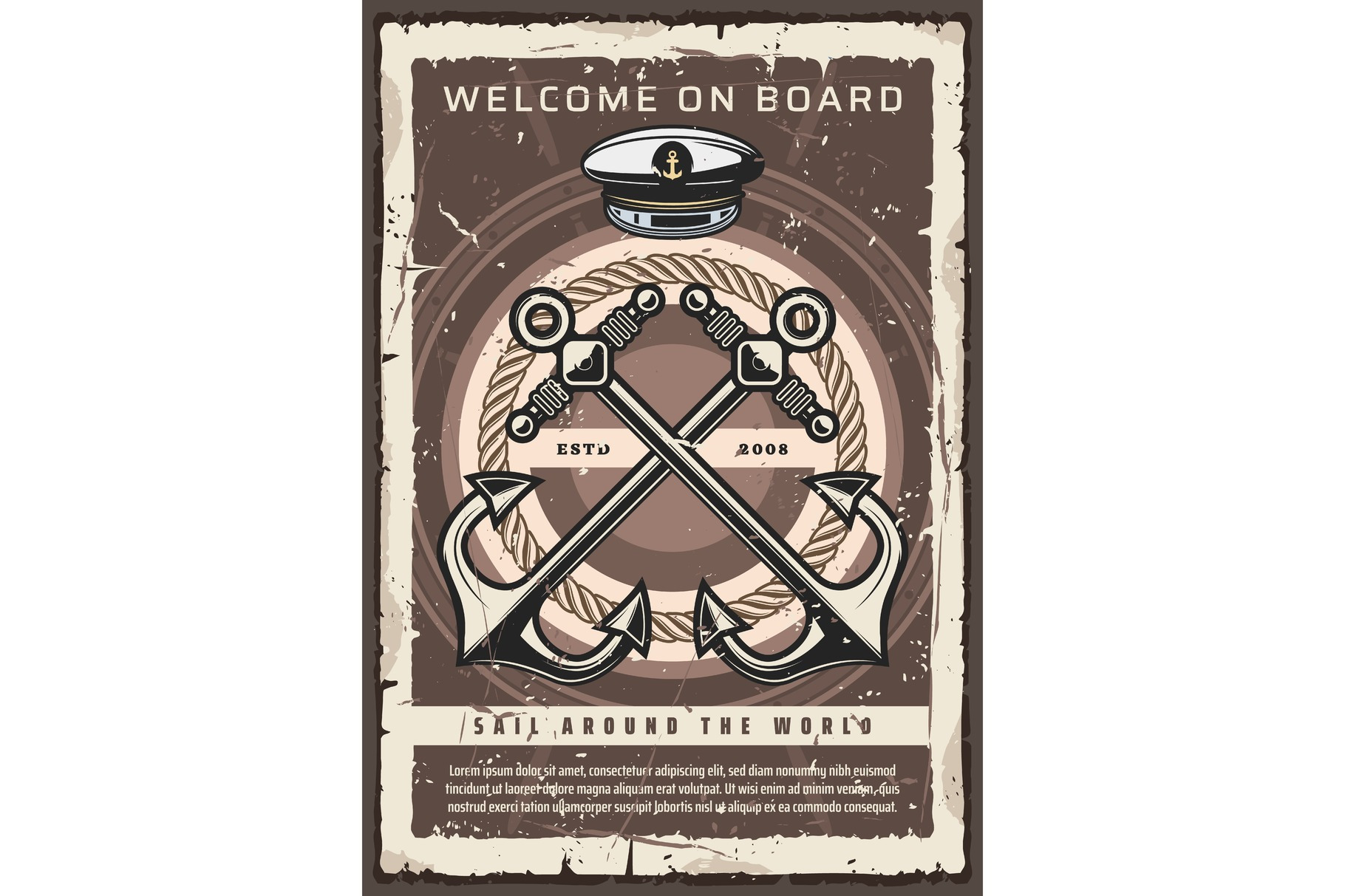 Welcome on board, ship anchor, an Illustration by Vector Tradition