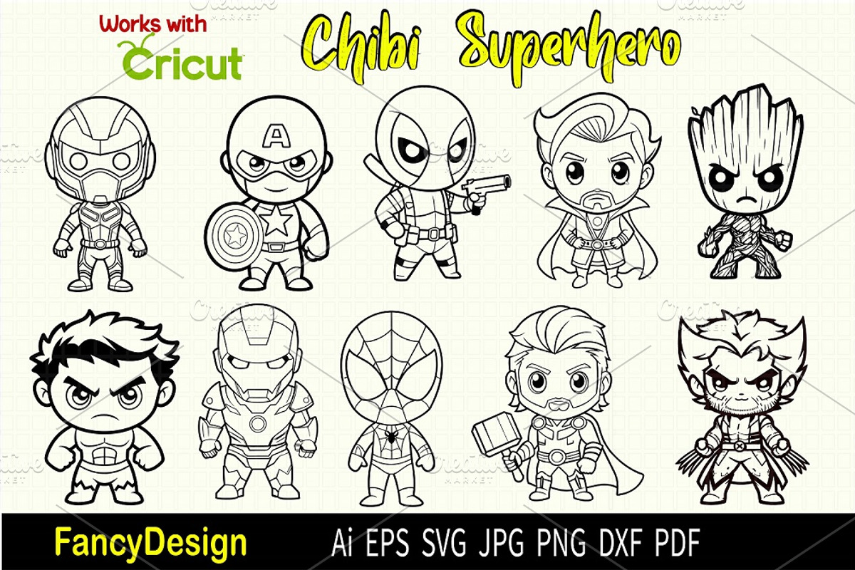Chibi Superhero Vector Bundle, a Person Illustration by FancyDesignStudio