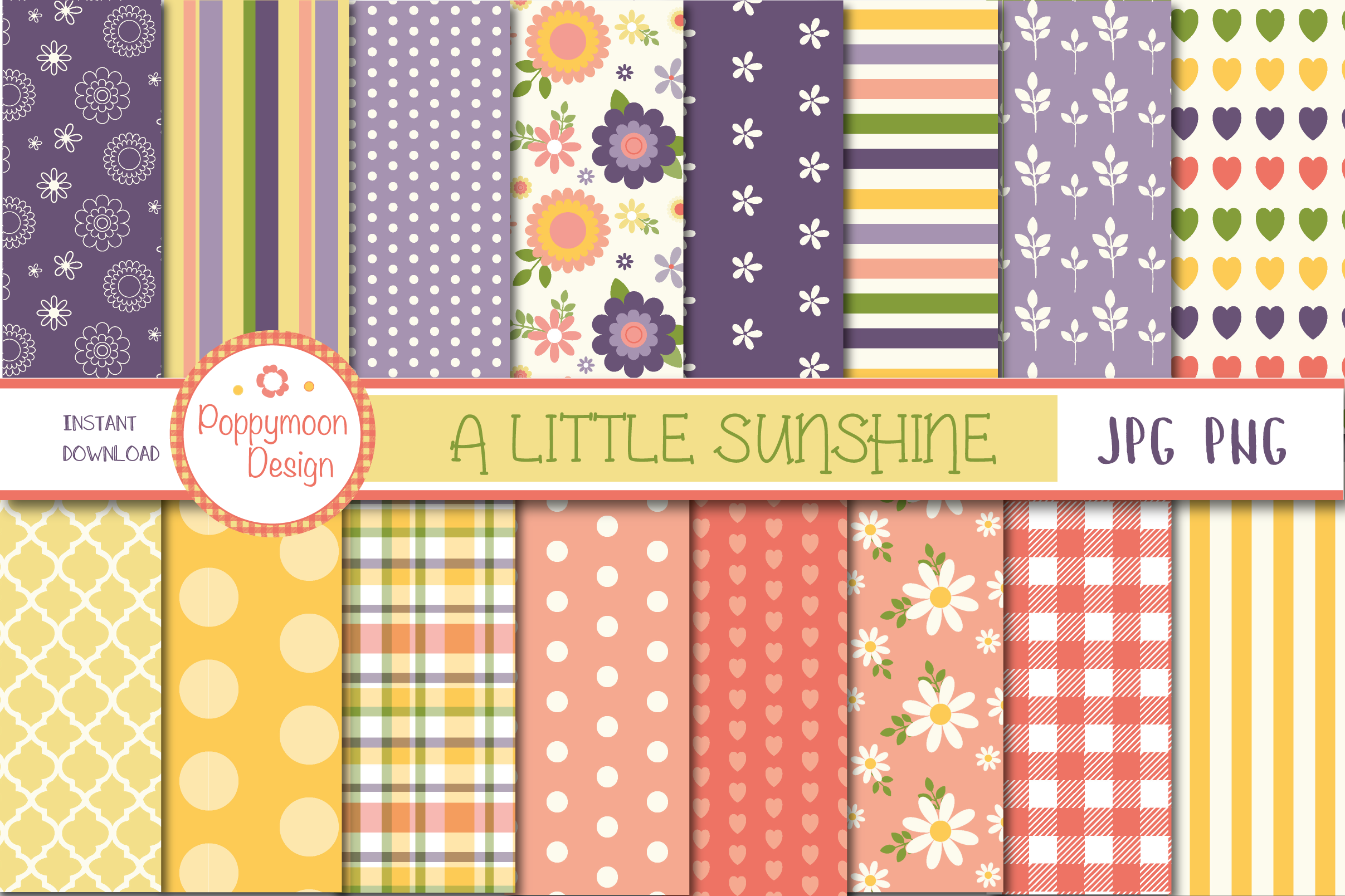 A little Sunshine paper set | Graphic Patterns ~ Creative Market