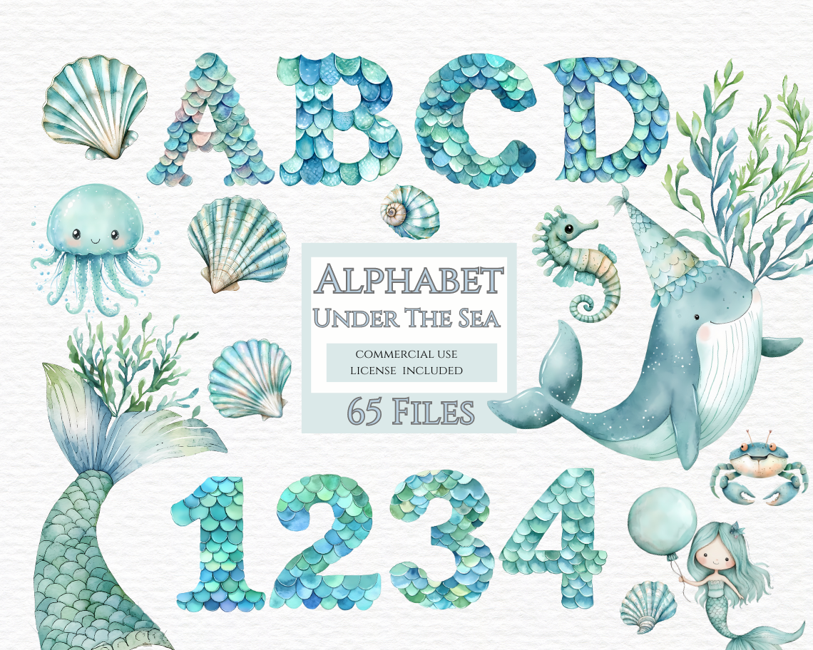 Under the sea letters alphabet, an Object Graphic by Invite to Clipart