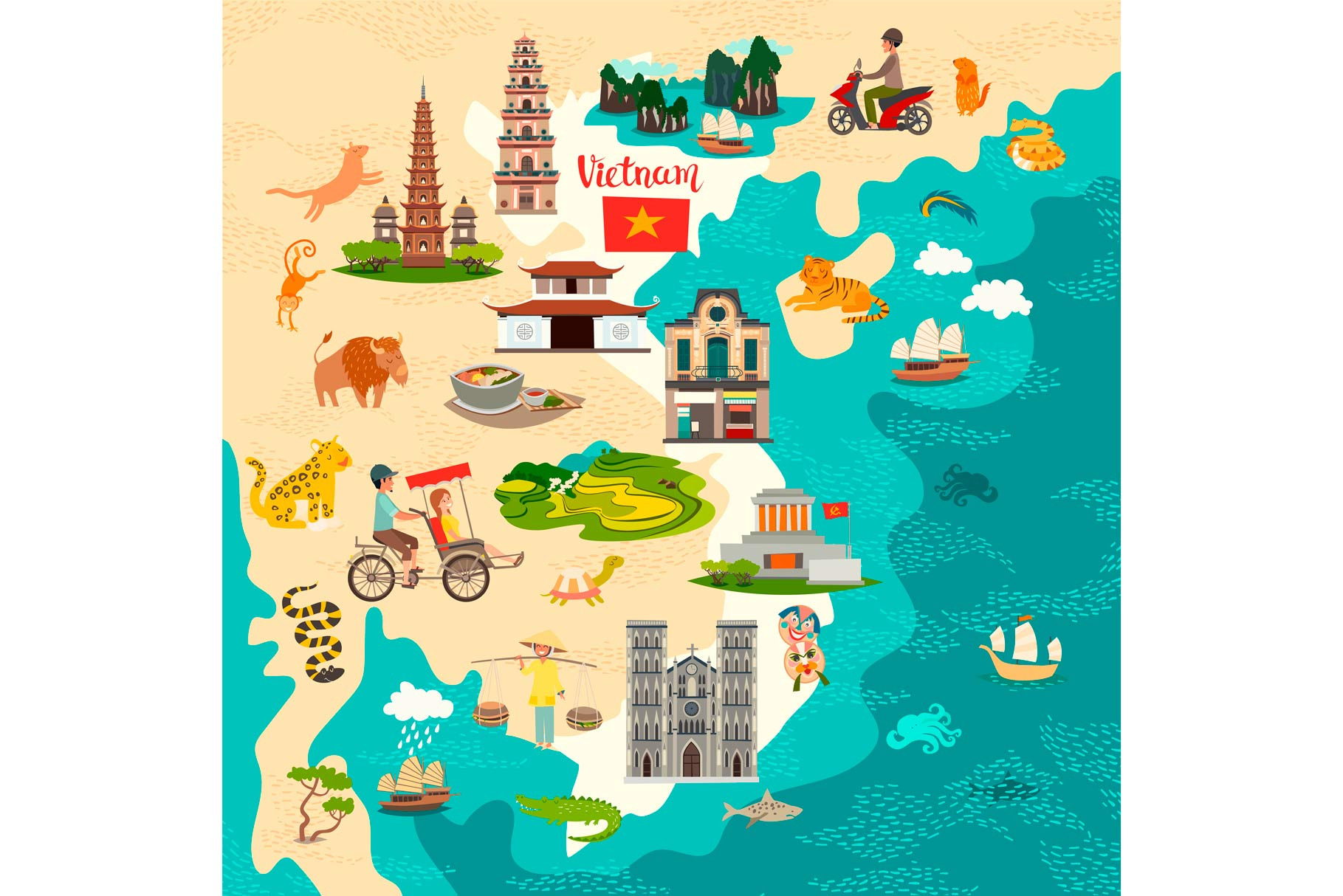 Vietnam map and Vietnam set art, an Object Graphic by Rimma