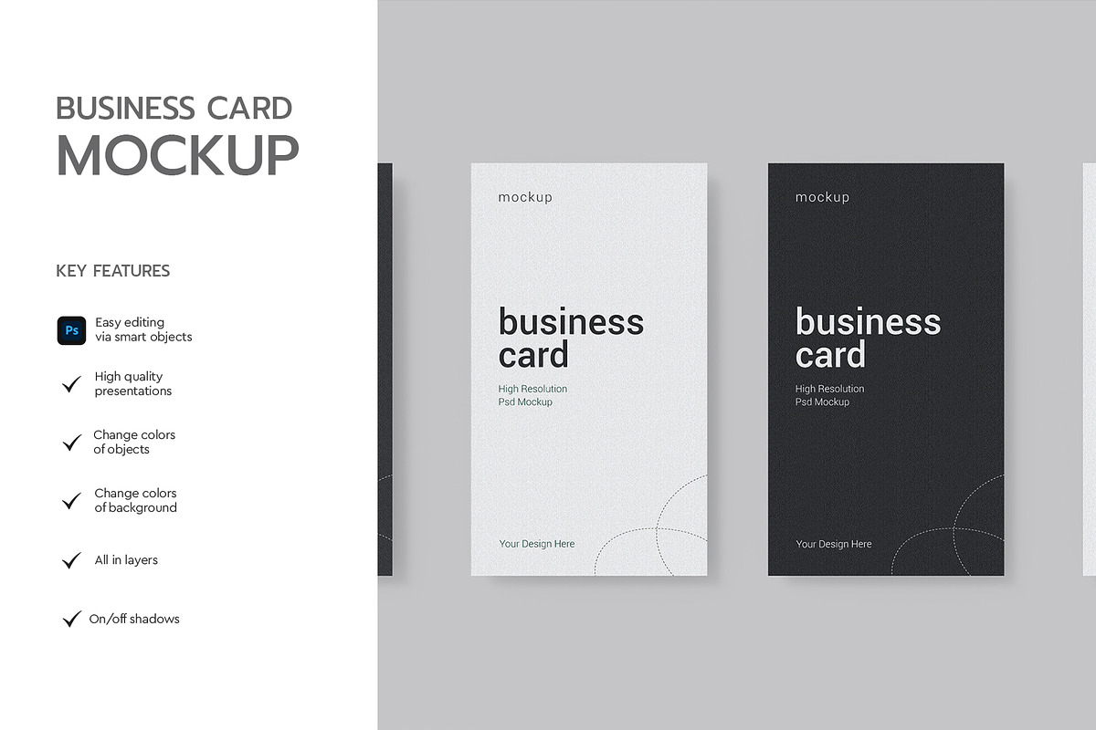 Vertical Business Card Mockup Set