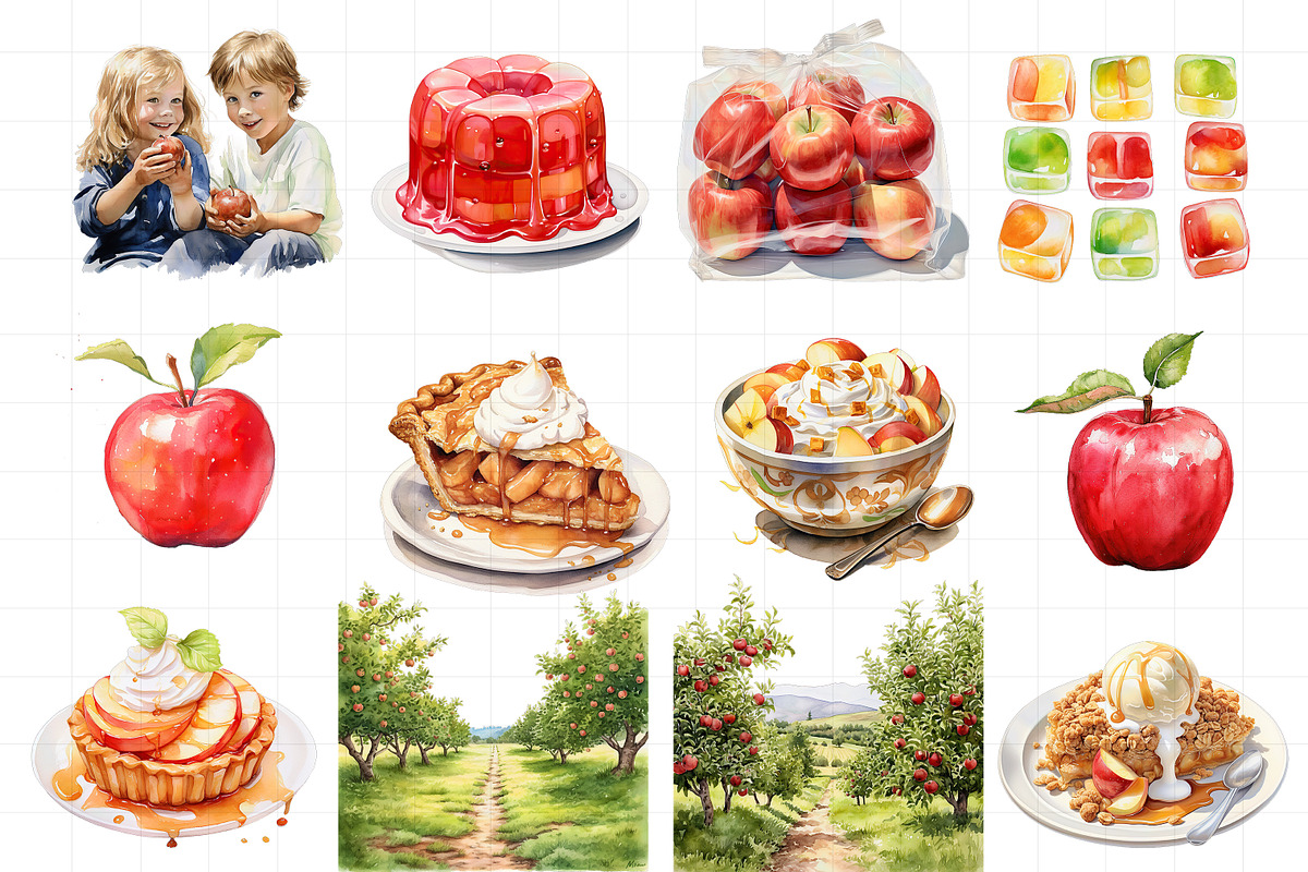 Apple Collection Clipart Bundle, a Food Illustration by PaintPixelCo