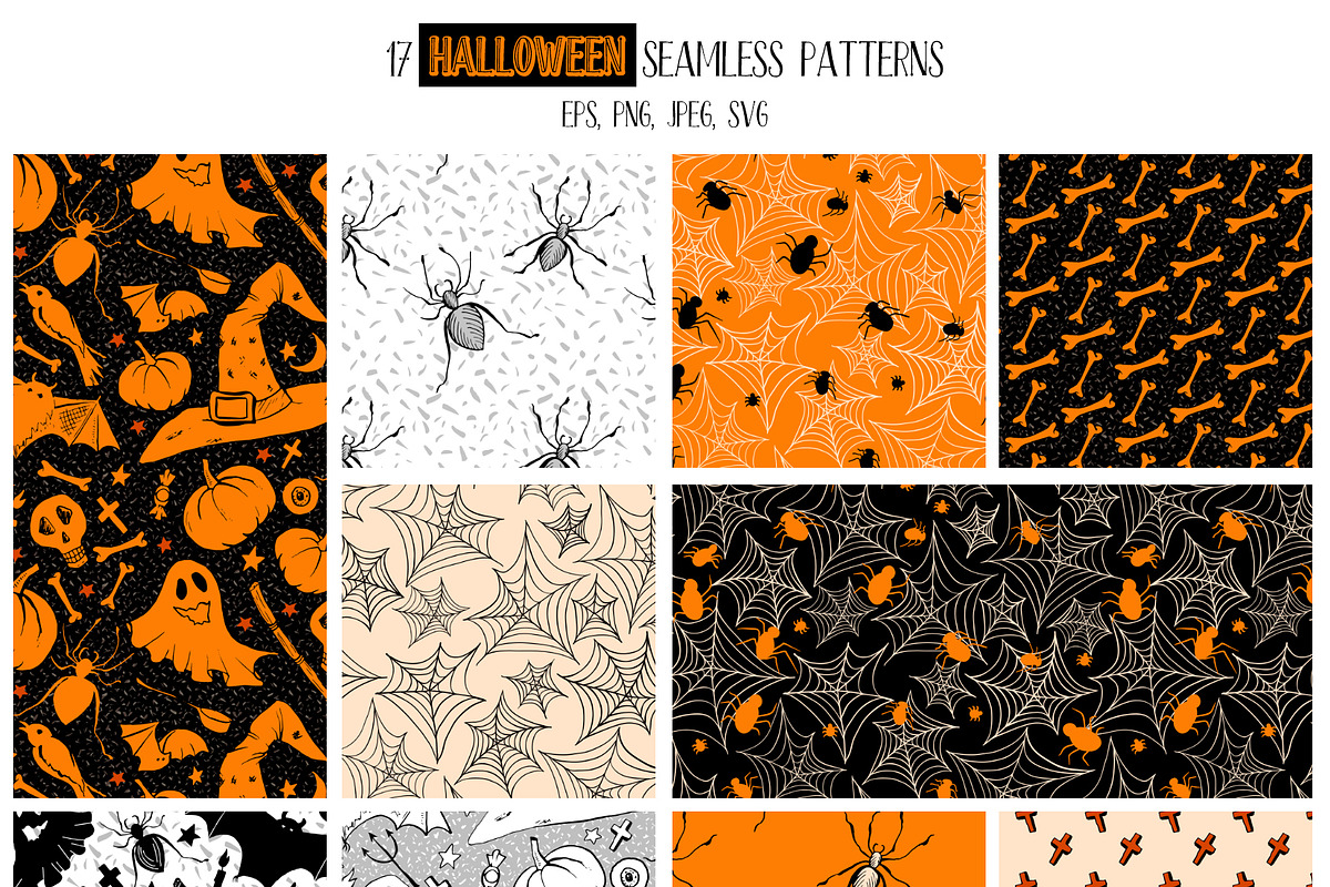 Halloween Seamless Patterns +Doodles, a Pattern Graphic by ilonitta