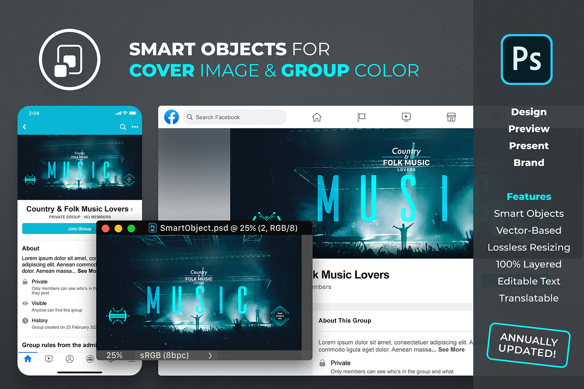 Facebook Group Profile Mockup, a Social Media Template by FEINGOLD