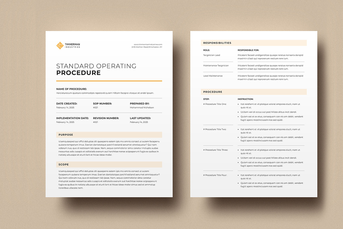 Operating Procedure Template, SOP