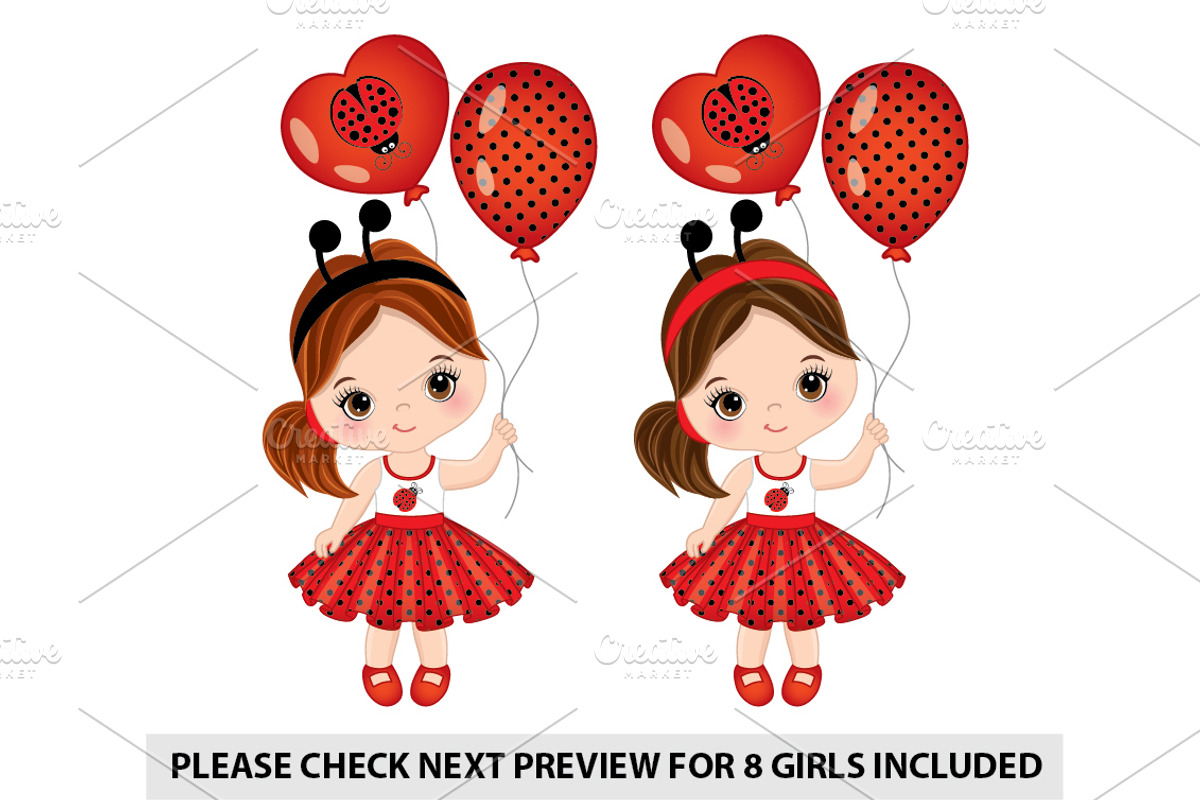 Vector Ladybug Little Girl Clipart, an Illustration by TheCreativeMill