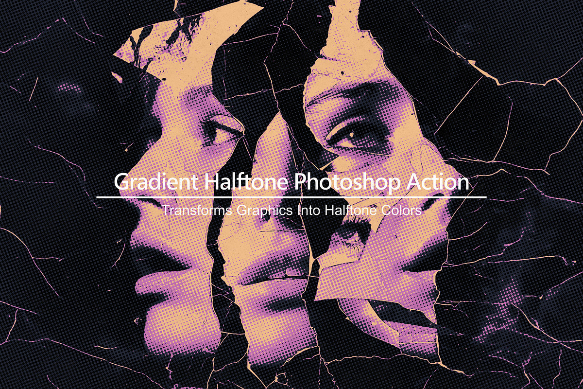 Gradient Halftone Photoshop Action, an Action Add-On by Alternate Studio