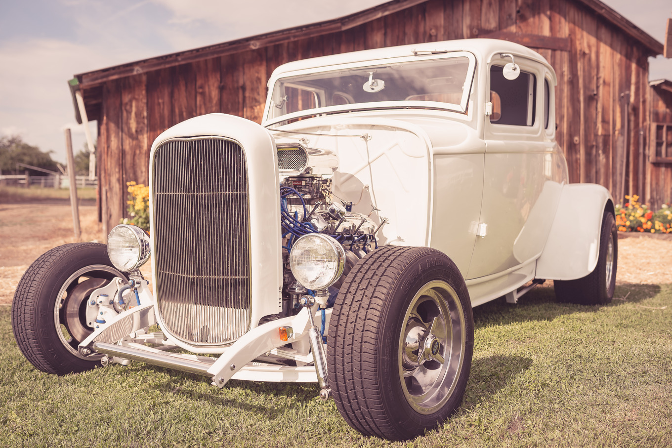 Restored Classic White Hot Rod, a Transportation Photo by Frizz Studio