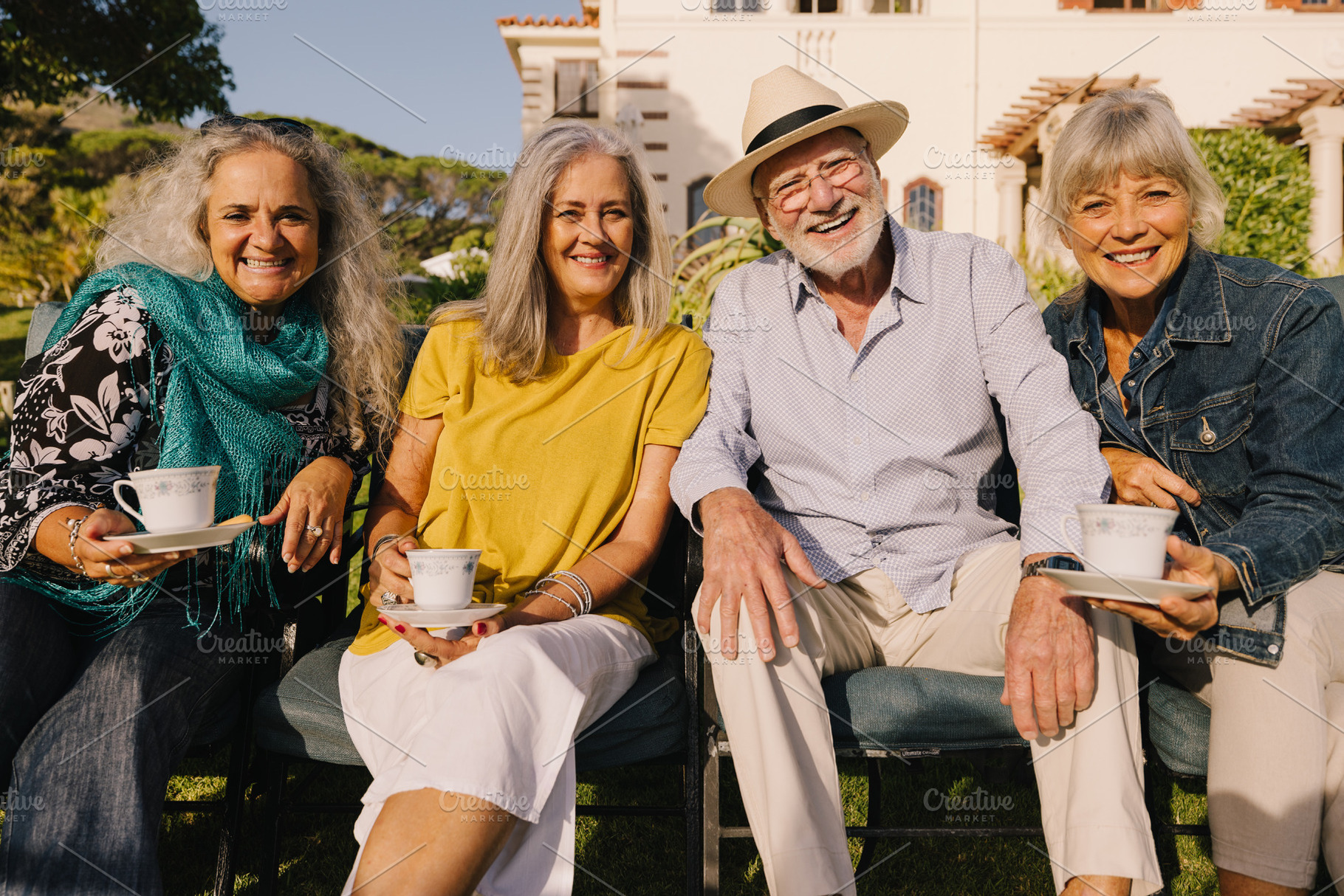 Happy senior citizens relaxing at a retirement home, a Person Photo by ...